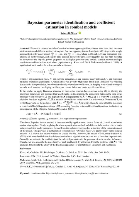 pdf bayesian parameter identification and coefficient estimation in