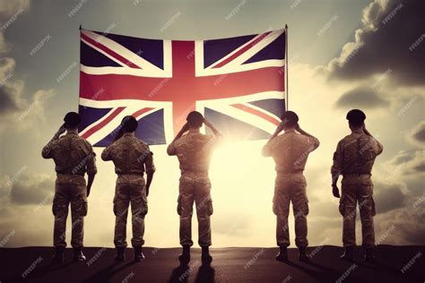 Premium Photo A Group Of Soldiers Holding A British Flag British Army