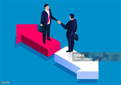 화해 갈등 해결 서로 다른 방향으로 화살에 서 있는 두 명의 사업가가 악수를 나누는 합의에 도달 화해에 대한 스톡 벡터 아트 및 기타 이미지 Istock