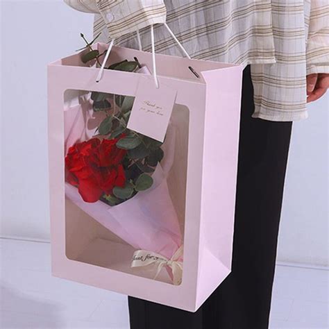 투명창 꽃다발 꽃 쇼핑백 2size 사각 윈도우 Pvc 플라워 인형 화분 답례품 선물 창 쇼핑 백 종이 가 감도 깊은 취향 셀렉트샵 29cm