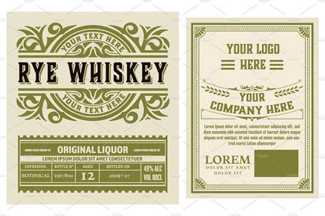 Full Liquor Label Design With Front Vector Graphics ~ Creative Market