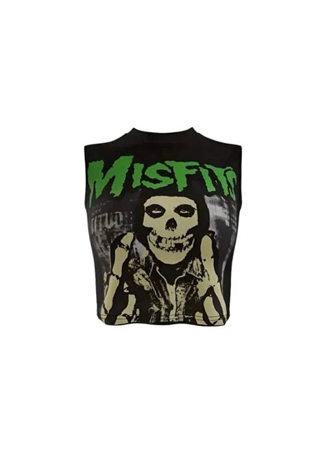 Streetwear Misfits Skull Crop Top Tee Green S Skull Crop Top