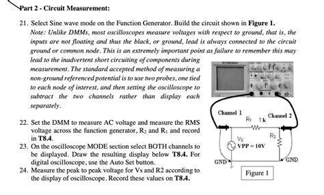 Solved Part Circuit Measurement Select Sine Wave Chegg