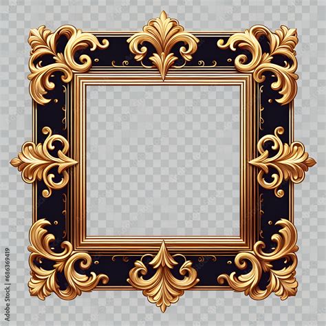 Rectangle Golden Frame With Inverted Rounded Corner Isolated On