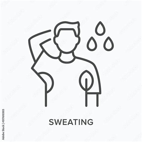 Sweating Flat Line Icon Vector Outline Illustration Of Man With Odor
