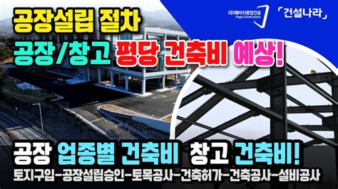 공장설립 절차와 공장 창고 평당 건축비 예상 Youtube
