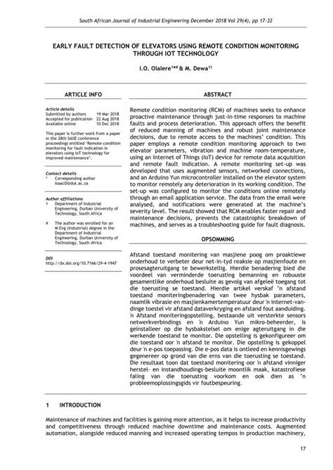 Pdf Early Fault Detection Of Elevators Using Remote · The Elevator