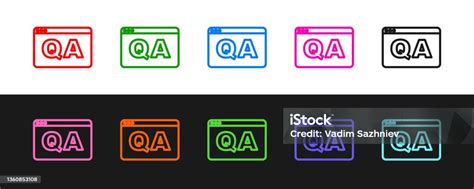 흑백 배경에서 격리된 질문 및 답변 아이콘으로 줄 음성 거품을 설정합니다 Q 및 기호 Faq 기호 채팅 음성 거품 및 차트 벡터 0명에 대한 스톡 벡터 아트 및 기타 이미지