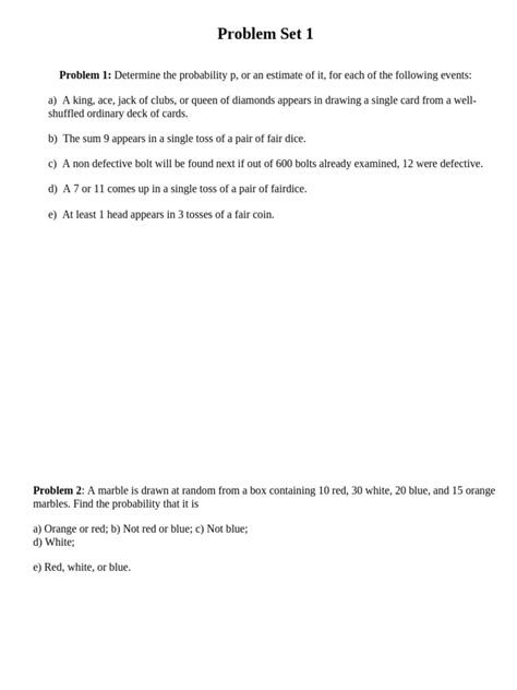 Probability Problem Set Solutions Pdf Probability Probability Theory