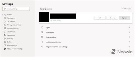 User Interface Screenshots of Chromium-based Microsoft Edge