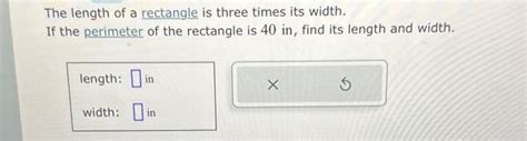 Solved The Length Of A Rectangle Is Three Times Its Width