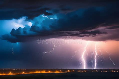 Lightning In The Sky Generative Ai Stock Illustration Illustration