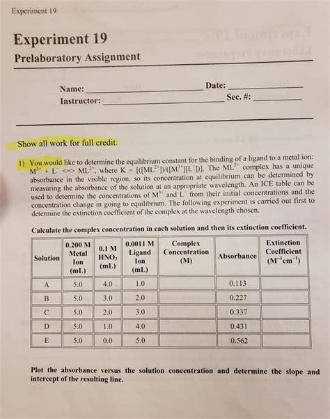 solved experiment 19 experiment 19 prelaboratory assignment