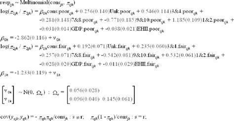 results for the final three level random intercepts model for the