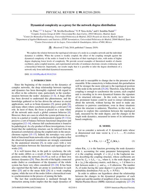 Pdf Dynamical Complexity As A Proxy For The Network Degree Distribution