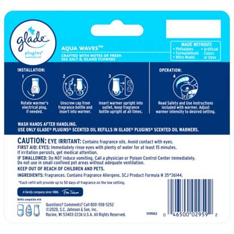 Glade Plugins Aqua Waves Scented Oil Refills Ct Fl Oz Kroger