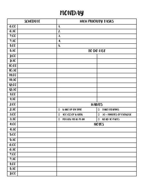 Printable Planner Template PDF Etsy