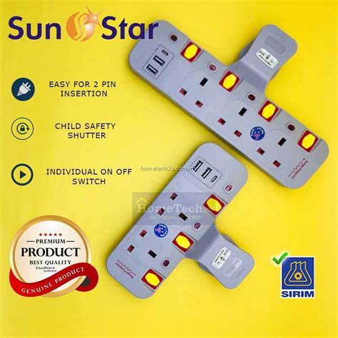 SUNSTAR Multiple T Adaptor Socket Way Way Adaport With A USB Type C Port Multiple Extension