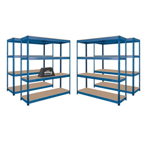 4x Storalex Sx400 Industrial Shelving 1980mm High 400kg Blue Tufferman