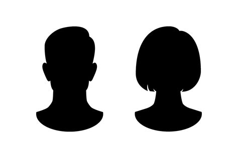 Female And Male Silhouette Portraits Anonymous Faces Icons Women And