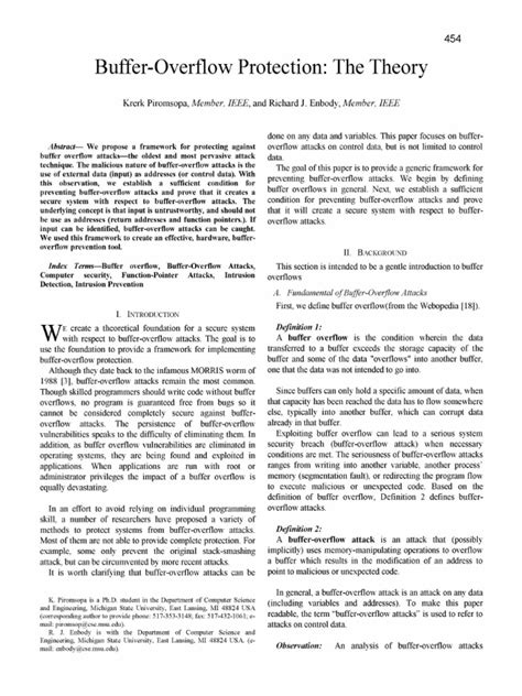 Buffer Overflow Protection Pdf Pointer Computer Programming