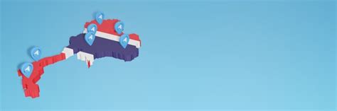 3d 렌더링에서 인포그래픽을 위한 태국의 소셜 미디어 및 텔레그램 사용 프리미엄 사진