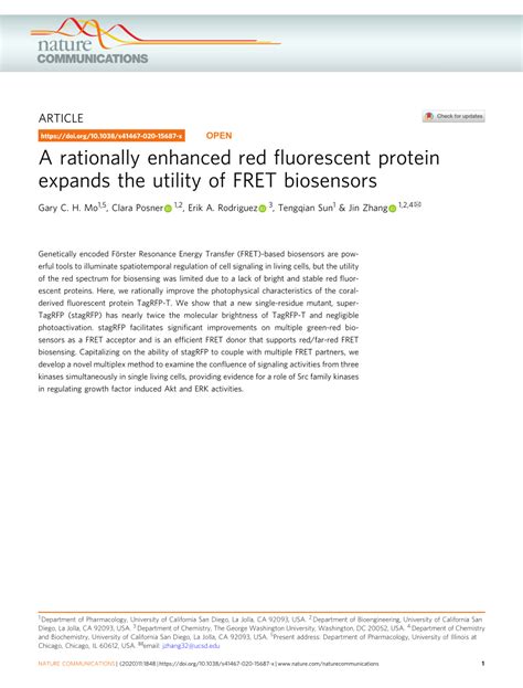 Pdf A Rationally Enhanced Red Fluorescent Protein Expands The Utility