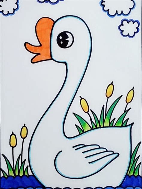 鹅简笔画图片大全可爱 鹅简笔画图片大全可爱带颜色 画趣文库（我爱生活）