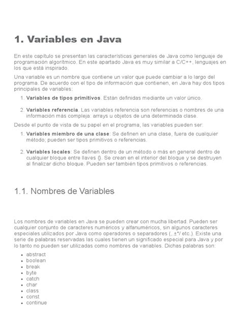 Variables Y Operadores Curso De Java Desde Cero Pdf Objeto Informática Java Lenguaje