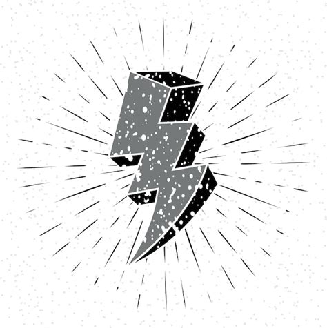 Premium Vector Vintage Thunder Symbol With Sunburst In Grunge Background