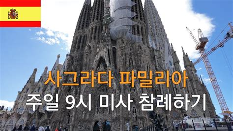 바르셀로나 사그라다 파밀리아 일요일 미사 참례하기 2024 모자 스페인 여행 Youtube