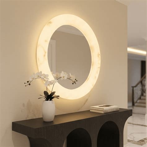 Kaelani Faux Alabaster Marble Led Wall Mirror Rowen Homes