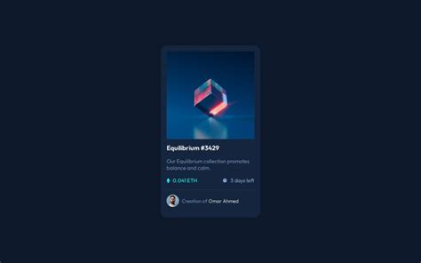 Frontend Mentor Responsive Nft Card Using Html And Css Coding Challenge