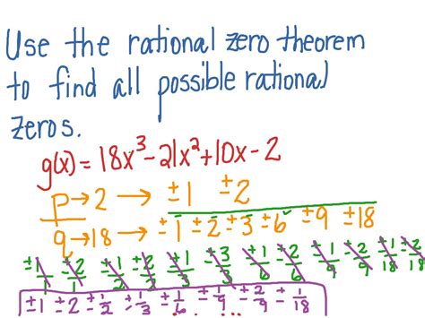 Finding All Possible Rational Zeros Math Showme