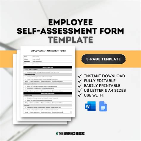 Employee Self Assessment Form Template Self Evaluation Form Performance