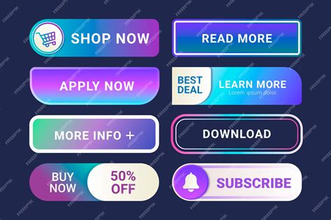 Premium Vector Gradient Colorful Web Button Set