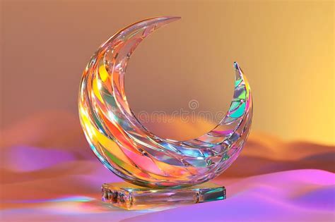 Iridescent Crescent Moon Glass Layers Subtle Gradient Background