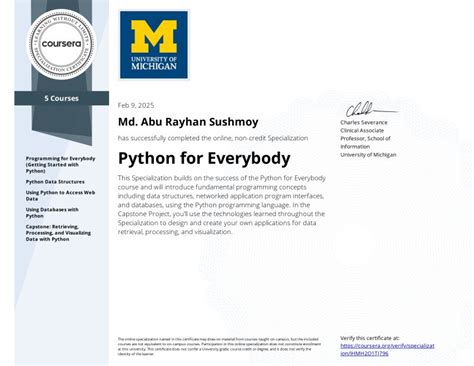 Python Datascience Coursera Universityofmichigan Md Abu Rayhan