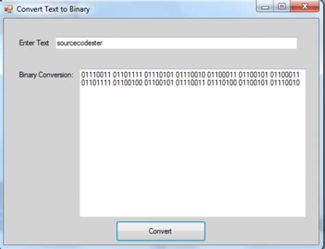 Text To Binary Conversion In Vbnet Free Source Code Tutorials And