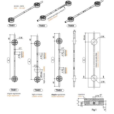 Okucie Prostujące Drzwi Tn404 2300mm Obustronne