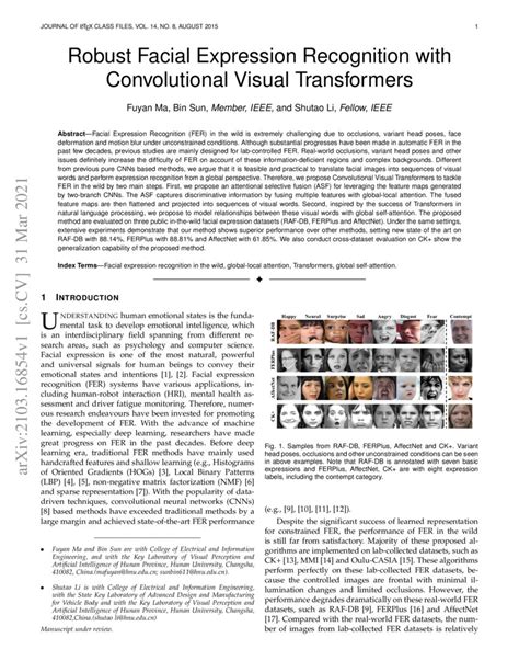 Robust Facial Expression Recognition With Convolutional Visual Transformers Deepai