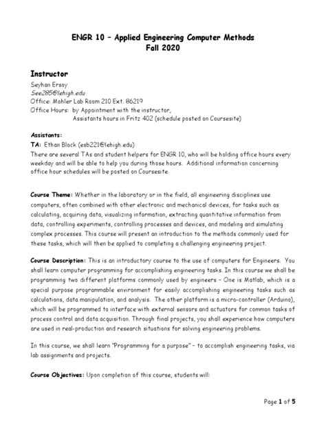 engr 10 applied engineering computer methods fall 2020 instructor