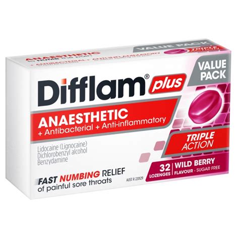 DIFFLAM Plus Anaesthetic Sugar Free Wild Berry Lozenges Choice Pharmacy