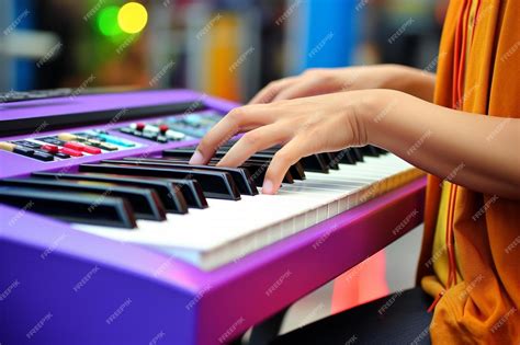 Premium Ai Image A Close Up Of A Person Playing A Keyboard