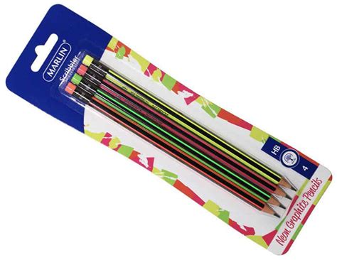 Marlin Scribblers Hb Rubber Tipped 4s Neon Decor Essentials