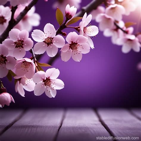 Cherry Blossoms On Purple Japanese Backdrop Stable Diffusion Online