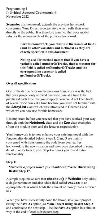 Solved Programming I Individual Assessed Coursework 4