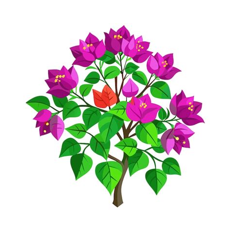 Premium Vector Beautiful Flowers Tree And Bush Flat Style Vector