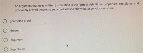solved an argument that uses written justification in the form of
