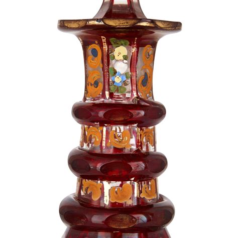 Bohemian Ruby Cut Glass And Enamelled Antique Decanter Mayfair Gallery